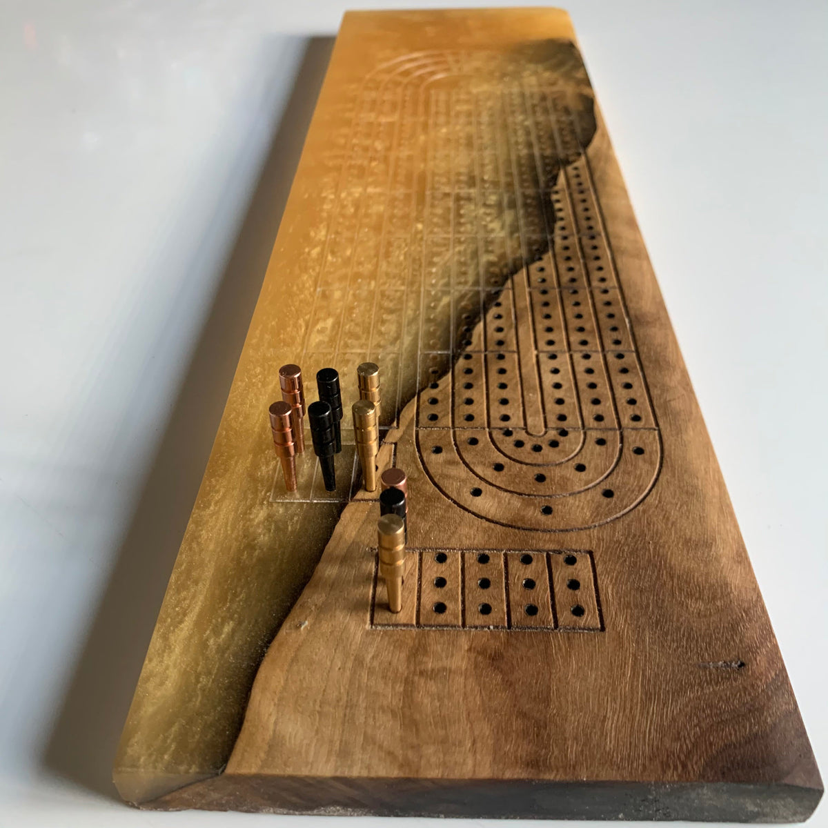 WALNUT + golden sands Cribbage Board – Maple Leaf Wood Co